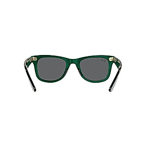 Ray-Ban RB2140 Original Wayfarer ColoRBlock Square Sunglasses, Transparent Green/Dark Grey, 50 mm