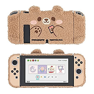 GeekShare Cute Plush Protective Case Cover Compatible with Nintendo Switch and Joy Con- Shock-Absorption and Anti-Scratch - Plush Bear
