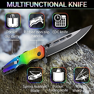 Bundle of 2 Items - Pocket Folding Knife - Military Style - Cool Tools -Mini Multitool Knife 12 in 1 - Small Pocket Multi Tool with Knife and Pliers - Best Small Utility Multi Purpose All in One