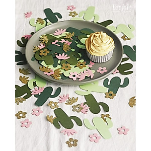 Cactus Paper Confetti Succulent Baby Shower Green Table Decoration Glitter Golden Greenery Scatter Pink Flower Craft Supplies Fiesta Theme Birthday Party Wedding Gift Decor 105 Pcs