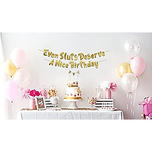 Funny Girls Gold Birthday Glitter Banner – Happy Birthday Party Supplies, Ideas, and Gifts – 21st, 22nd, 23rd,24th, 25th, and 30th Adult Birthday Decorations