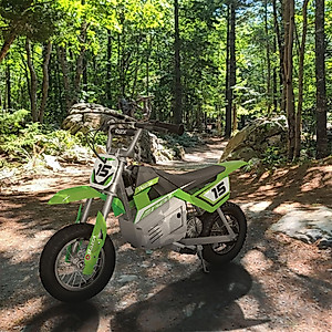 Razor MX400 Dirt Rocket 24V Ride On High-Torque Electric Motocross Motorcycle Toy Dirt Bikes, Speeds up to 14 MPH, for Ages 13+, 1 White & 1 Green