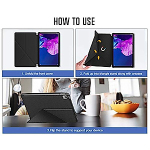 MoKo Case Compatible with Lenovo Tab P11 Plus Case 2021(TB-616F)/Tab P11 2020 11 inch (TB-J607F TB-J606X TB-J606F), Origami Standing Shell Cover Case with Multi Angle Magnetic TPU Back Cover, Black