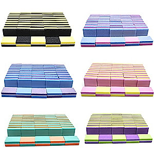 YUANBOO 50 Pcs/lot Colorful Mini Sponge Nail Files Double-Side 100/180 DIY Emery Board Nail Buffering Files Salon Manicure Art Tools (Color : Blue Purple)