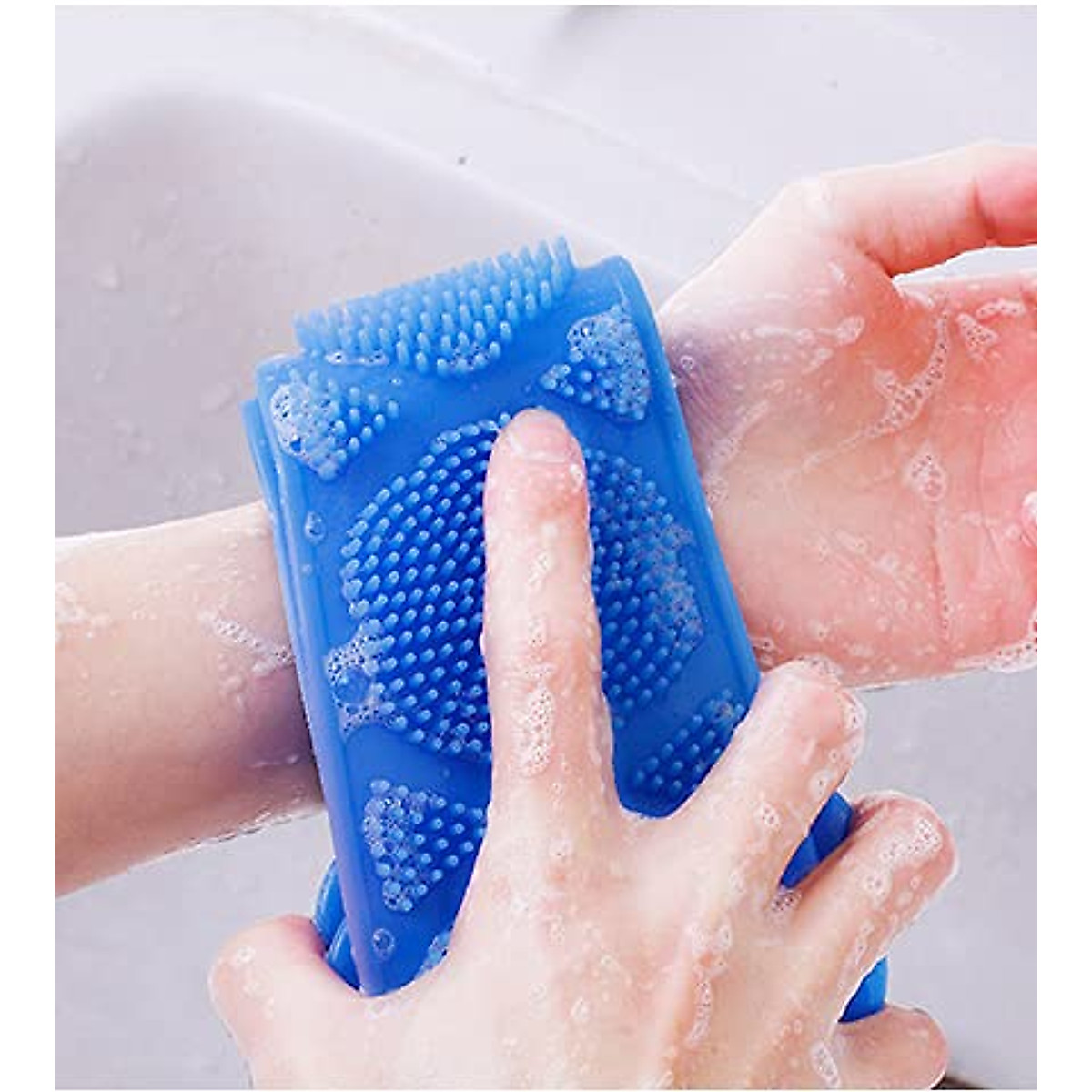 YOVECATHOU Silicone Bath Towel Back Brush Scrubber Exfoliating Scrub Body Wash Dual Side Super Soft, Deep Cleaning for Men Women Kids