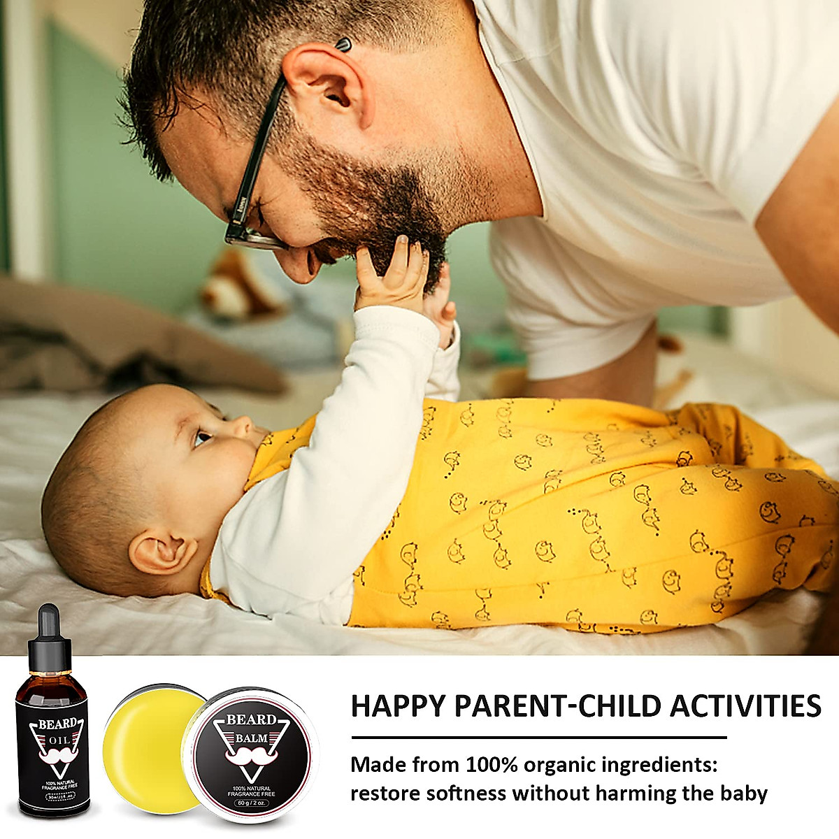 Valentines Day Gifts for Men - Beard Grooming Kit with Beard Oil Beard Balm Beard Brush Beard Comb Beard Scissor - Men Stocking Stuffers - Mens Gifts - Gifts for Men Dad Him Boyfriend Husband Brother