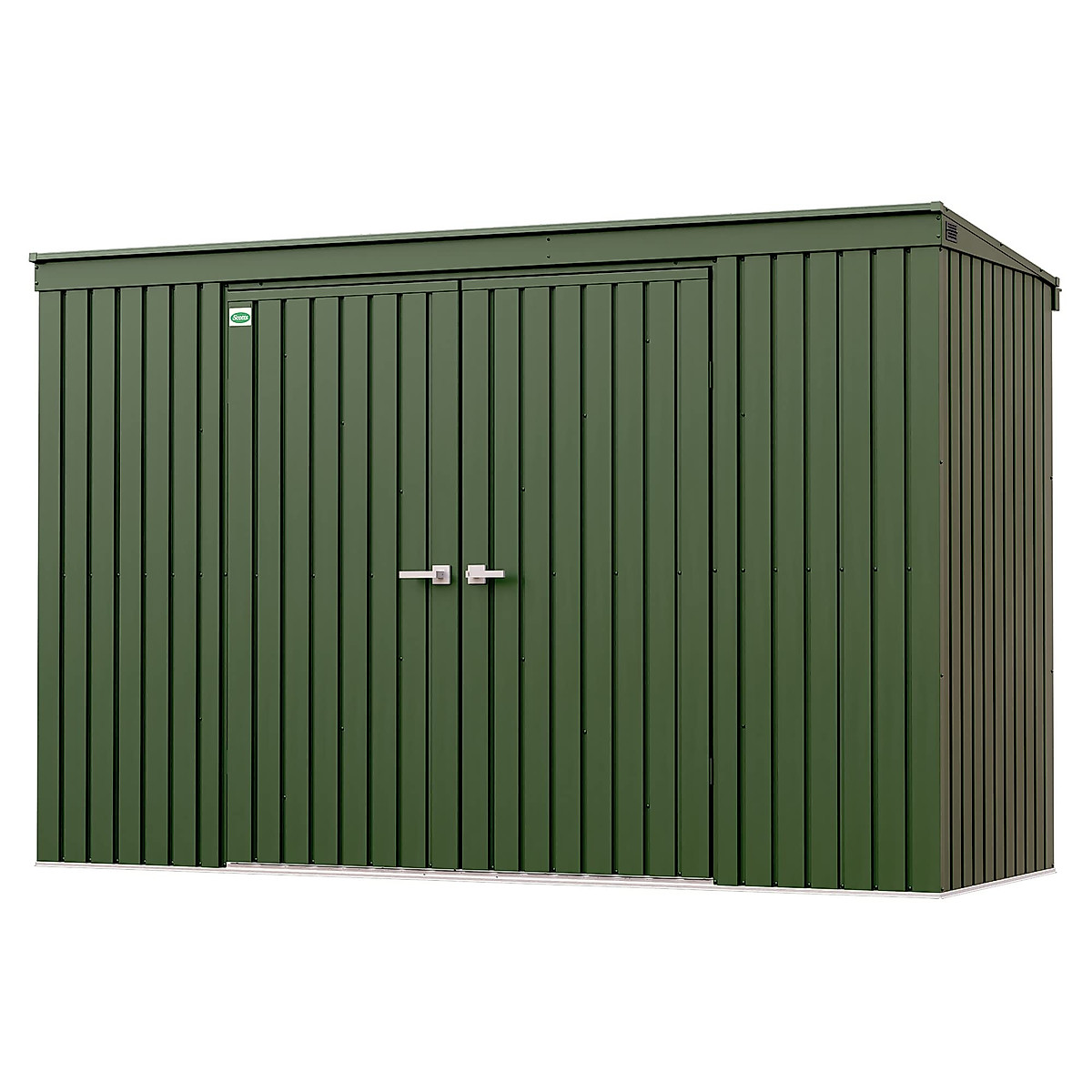 Scotts 10' x 4' Garden Storage Shed Outdoor Lockable Water-Resistant Steel Building with Tool Hanger and Pent Roof, Green