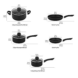 Amazon Basics Non-Stick Cookware Set, Pots and Pans - 8-Piece Set