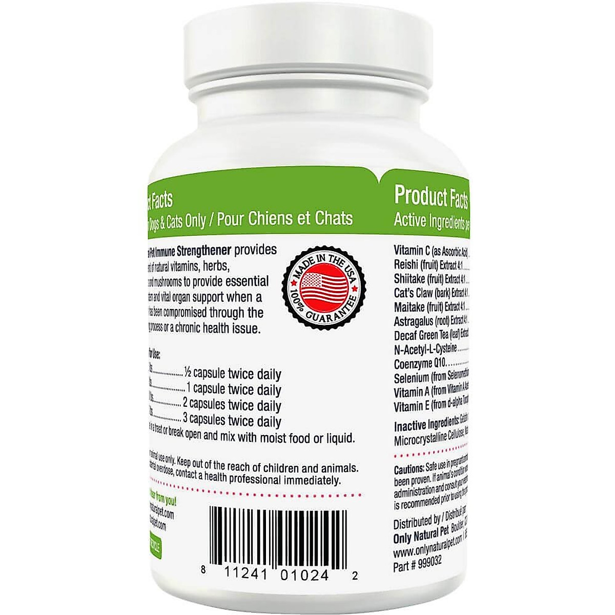 Only Natural Pet Immune System Strengthener Supplement for Dogs - Boost Healthy Cellular, Digestive, & Liver Function - Multivitamin Beta-Glucan & Antioxidant - 90 Capsules