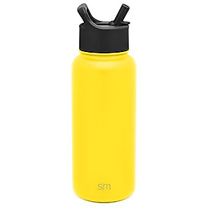Simple Modern Water Bottle with Straw Lid Vacuum Insulated Stainless Steel Metal Thermos Bottles | Reusable Leak Proof BPA-Free Flask for Gym Sports | Summit Collection | 32oz, Sunshine Yellow