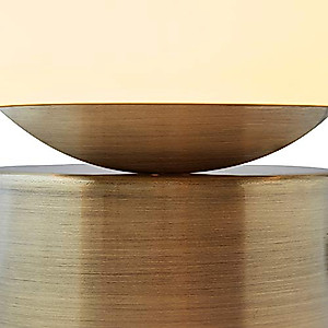 Amazon Brand – Rivet Modern Glass Globe Living Room Table Desk Lamp With LED Light Bulb - 7 x 10 Inches, Brass Finish