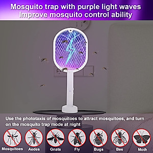 4 Pcs Electric Fly Swatter Bug Zapper Racket 2 in 1 USB Rechargeable Mosquito Racket 3000v High Powered Mosquito Killer for Indoor Outdoor Home Bedroom Kitchen Patio Office Insect