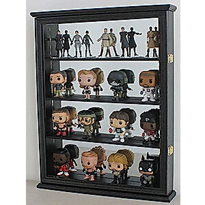 64 Shot Glass Display Case Holder Shot Glass Cabinet, Small Curio Display, Hinged Acrylic Door, Black