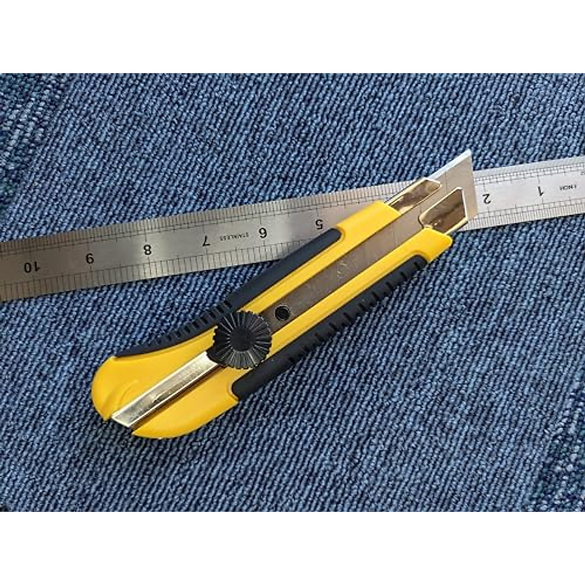 FeiLyKi 25MM Box Cutter Carpet knife Heavy Duty Utility Knife Ratchet Lock,9MM Aluminum alloy Exacto Knife Retractable,2Pack SK5 Snap Off blades-2061