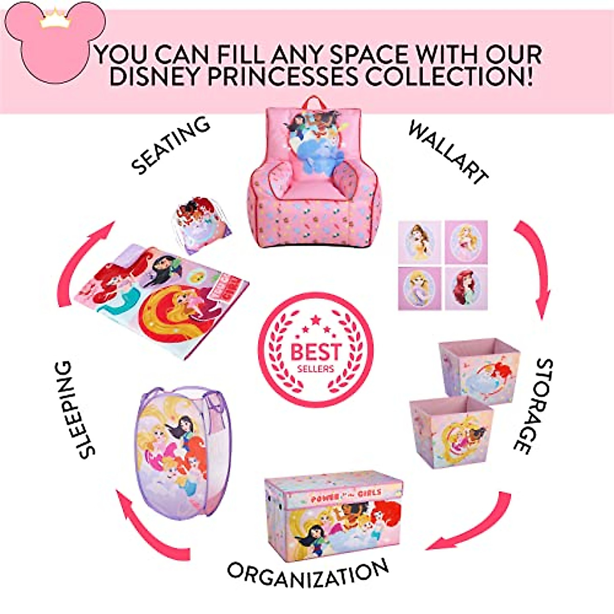 Disney Princess Slumber Bag Set Multicolor, 26x46