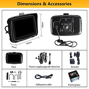 5 Inch Portable Touchscreen for Motorcycle, Waterproof Touch Screen Wireless CarPlay&Android Auto,GPS Navigation via CarPlay/Android Auto for Motorbike
