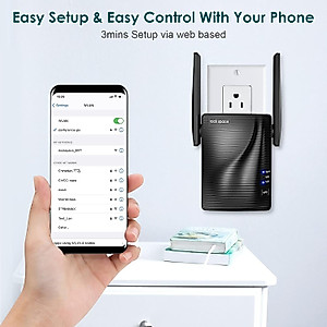 WiFi Extender- WiFi Range Extender Up to 1200Mbps, WiFi Signal Booster, 2.4 & 5GHz Dual Band WiFi Repeater with Access Ethernet Port, 360° Full Coverage, Easy Set-Up. (1200Mbps)