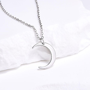 1pc Adabele Real 925 Sterling Silver Crescent Phase Moon Drop Pendant Necklace Necklace 18 inch Smooth Half Moon Fine Women Jewelry SNK18-32