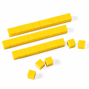 hand2mind Yellow Plastic Base Ten Blocks, Units Set, Place Value Blocks, Counting Cubes for Kids Math, Base 10 Math Manipulatives for Kids, Kindergarten Homeschool Supplies (Set of 100)
