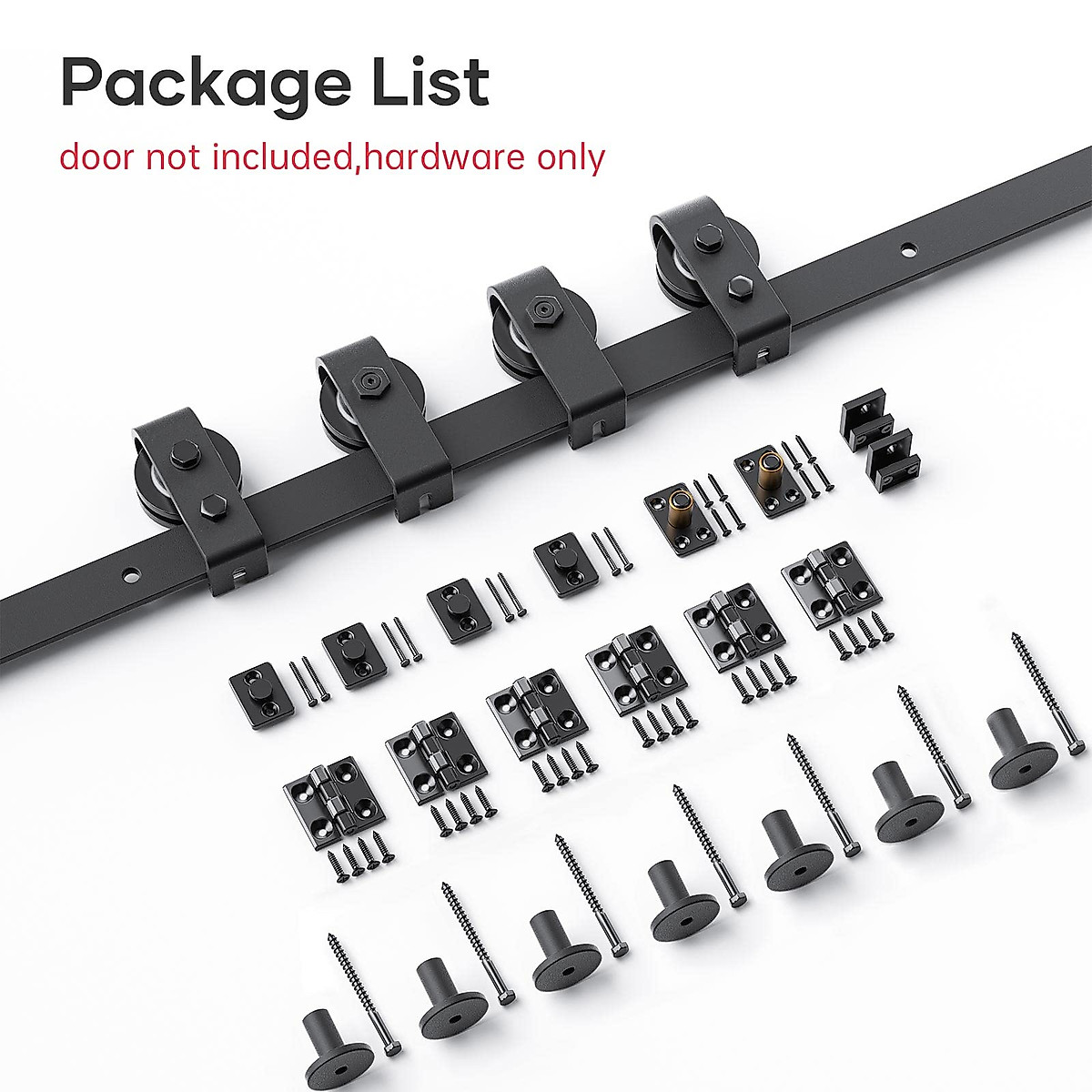 EaseLife 96" Bi-Folding Sliding Barn Door Hardware Track Kit for 4 Closet Door,Top Mount Roller,Heavy Duty,Slide Smoothly Quietly,Easy Install,Black,No Door (Track Length 100" for Four 24" Wide Door)