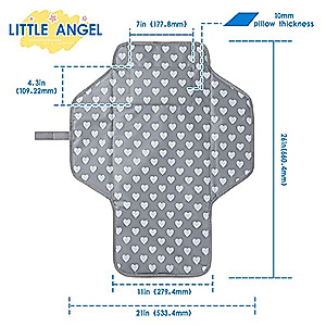 Baby Portable Changing Pad Travel - Waterproof Compact Diaper Changing Mat with Built-in Pillow - Lightweight & Foldable Changing Station, Newborn Shower Gifts