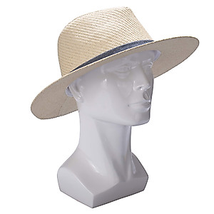 Dockers Men's Straw Fedora Hat, Navy, Large-X-Large