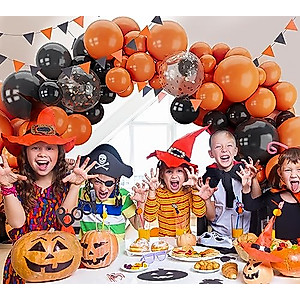 Orange and Black Balloons Arch Garland Kit-148Pcs Orange Black Metallic Confetti Balloon for Birthday Anniversary New Years Baby Shower Engagement Wedding Retirement Party Decoration
