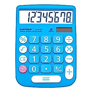CATIGA Desktop Calculator 8 Digit with Solar Power and LCD Display, Big Buttons, for Home, Office, School, Class and Business, 4 Function Small Basic Calculators for Desk, CD-8185