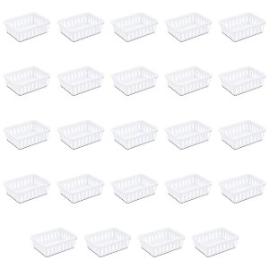 Sterilite 16058024 Mini Storage Tray, White, 24-Pack