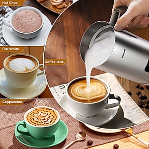 Milk Frother Electric, Coffee Frother, Warm and Cold Milk Foamer, BIZEWO 4 IN 1 Automatic Milk Warmer Stainless Steel with Touch Screen, for Coffee, Latte, Hot Chocolate