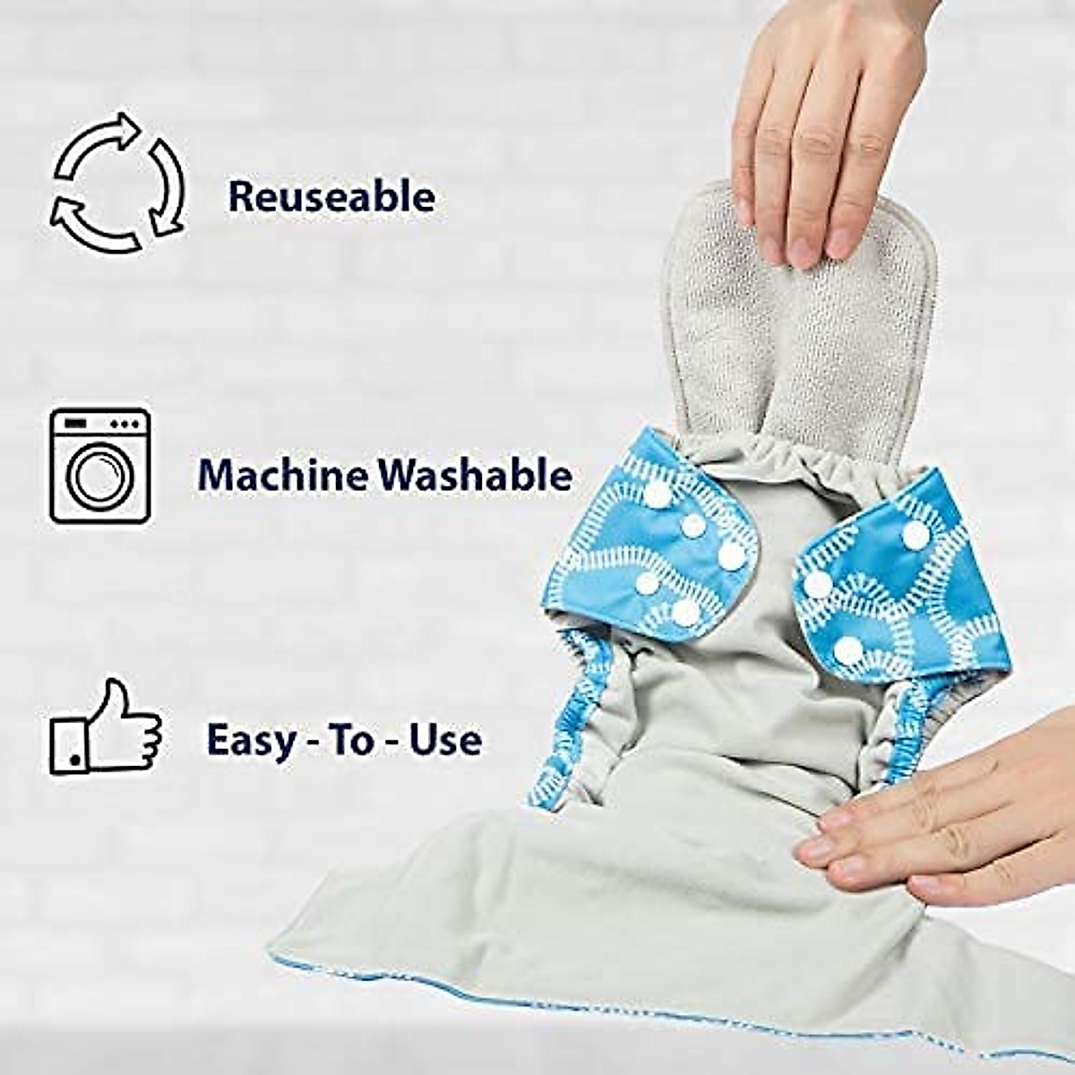 Simple Being Reusable Cloth Baby Diaper Inserts, 5 Layer Microfiber, Washable Liners for Pocket Diapers, (10-Pack)