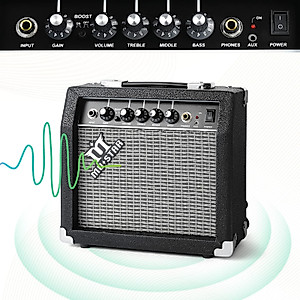 MUSTAR Electric Guitar Kit with 25W Amplifier, 39 Inch Full Size Solid Wood Electric Guitar Beginner Kits, Gig Bag, Digital Tuner, Capo, Strap, Cable, Picks, Birthday Holiday Gifts (Green, MEG-100)