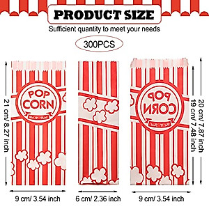 302 Pieces Popcorn Machine Supplies Bundle Includes Stainless Steel Popcorn Scoop, Popcorn Seasoning Dredge Shaker, 300 Pcs 1 oz Popcorn Bags for Home Kitchen Theater Movie Use