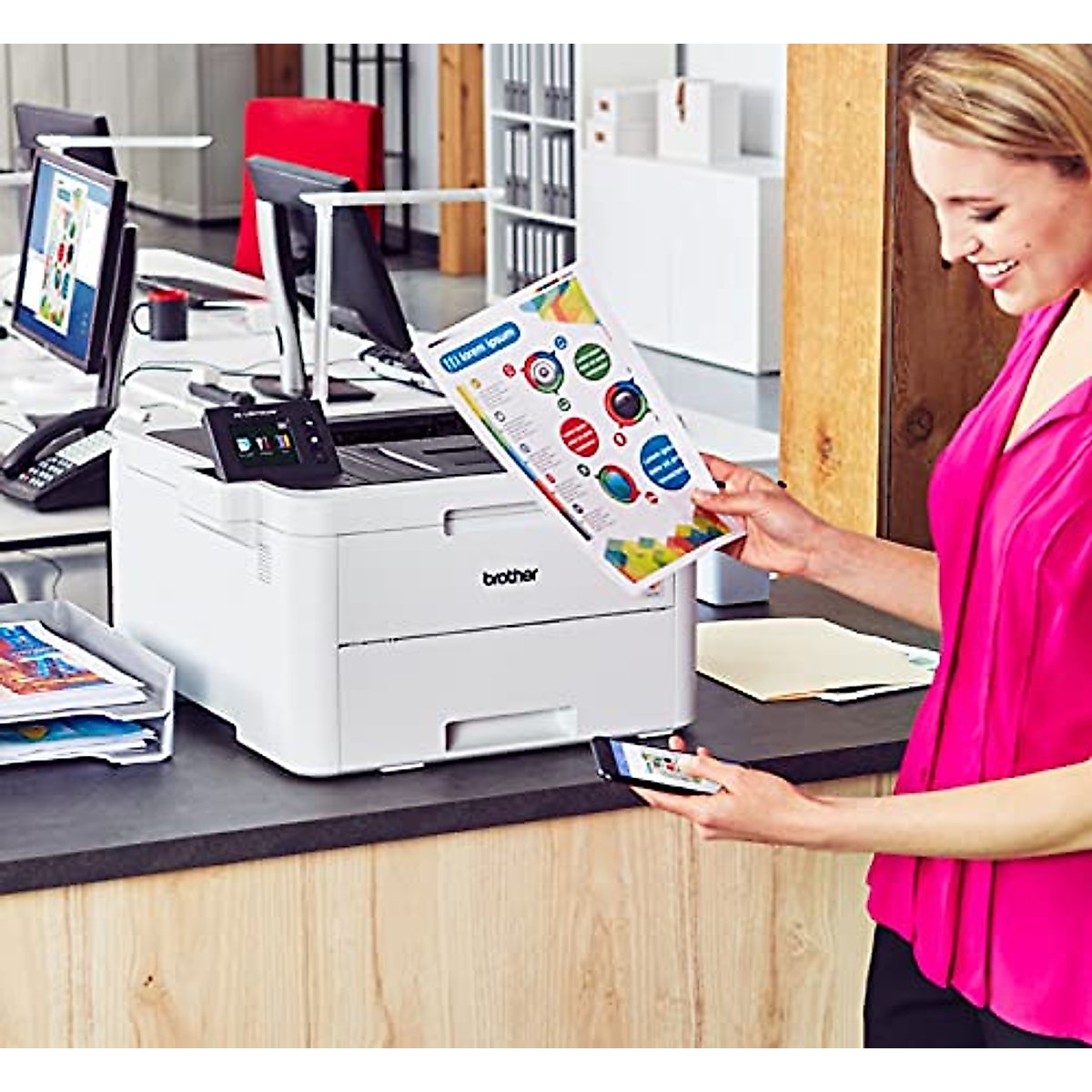 Brother HL-L3270CD Compact Wireless Digital Color Laser Printer with NFC for Home Office - Single-Function: Print Only - 2.7" Touchscreen, Auto Duplex Print, 25 ppm, 250 Sheet, CBMOUN Printer Cable