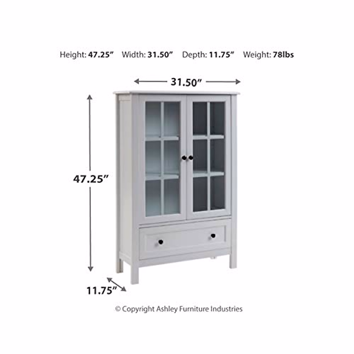 Signature Design by Ashley Miranda Accent Cabinet, 32"W x 12"D x 47"H, White