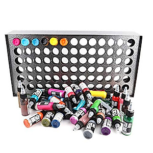 LOYALHEARTDY Tattoo Ink Bottle Holder,78 Holes Metal Ink Vertical Display Stand Organizer Tattoo Ink Bottles Nail Polish Holder Holder Ink Display Stand Organizer for Tattoo Inksnail Polish Bottles