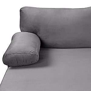 Divano Roma Furniture Modern Velvet L-Shape Sectional Sofa, with Extra Wide Chaise Lounge Couch, Grey