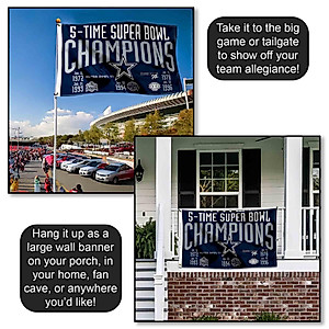 WinCraft Dallas Cowboys 5X and 5 Time Super Bowl Champions Flag Outdoor Indoor 3x5 Foot Banner