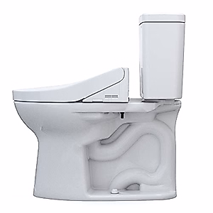 TOTO Drake WASHLET+ Two-Piece Elongated 1.6 GPF Universal Height TORNADO FLUSH Toilet with C2 Bidet Seat, Cotton White - MW7763074CSFG#01