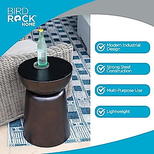 BIRDROCK HOME Metal Decorative Garden Stool and Outdoor Accent Side Table - Modern Industrial Round End Table for Home Furniture, Porch, Patio Decor, Garden, Deck - Dark Antique Bronze, 14" H x 14" D
