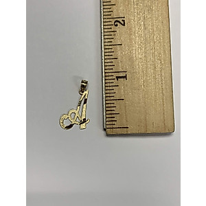 Ice on Fire Jewelry 14k Solid Real Gold Cursive Initial Pendant, English Alpahbet A-Z Letter Charm with Diamond Cut (K)