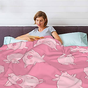 Waldeal Pig Flannel Fleece Throw Blanket 60"x50" Lightweight Couch Sofa Bedroom for Boys Girls Adults All Season