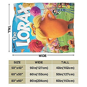 General Purpose T-he Lor-ax Home Fleece Blanket Throw Size Travel All Season Soft Warm Throw Blanket for Office Company Home Couch Bed Sofa,Black,50"" x40