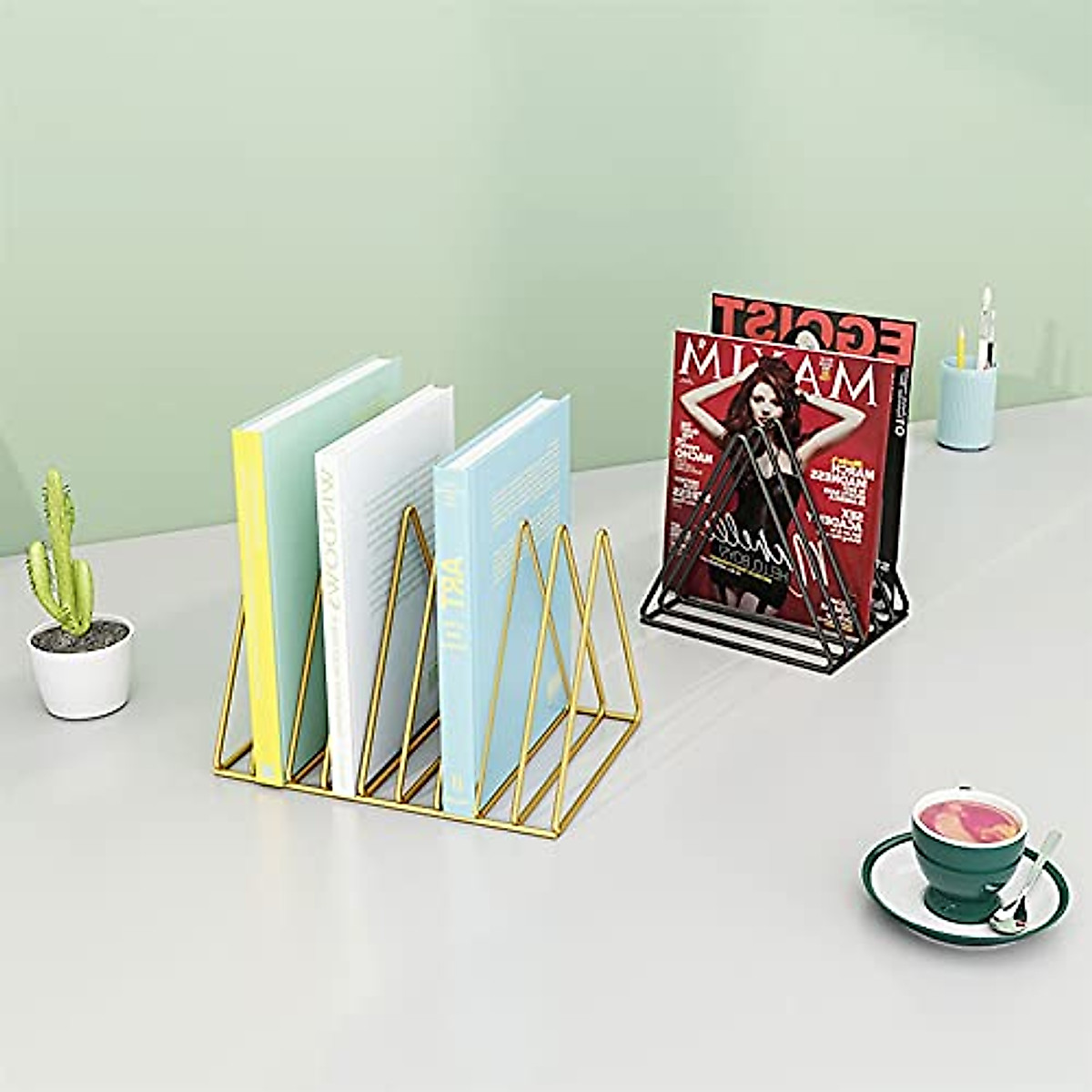 File Rack Bookend Office File Organizer Metal Bookend Support Magazine Rack Art Modeling Desktop Storage Shelf Bookshelf Multifunctional File Organizer Desk Home Office Decoration File Organizer ( Siz