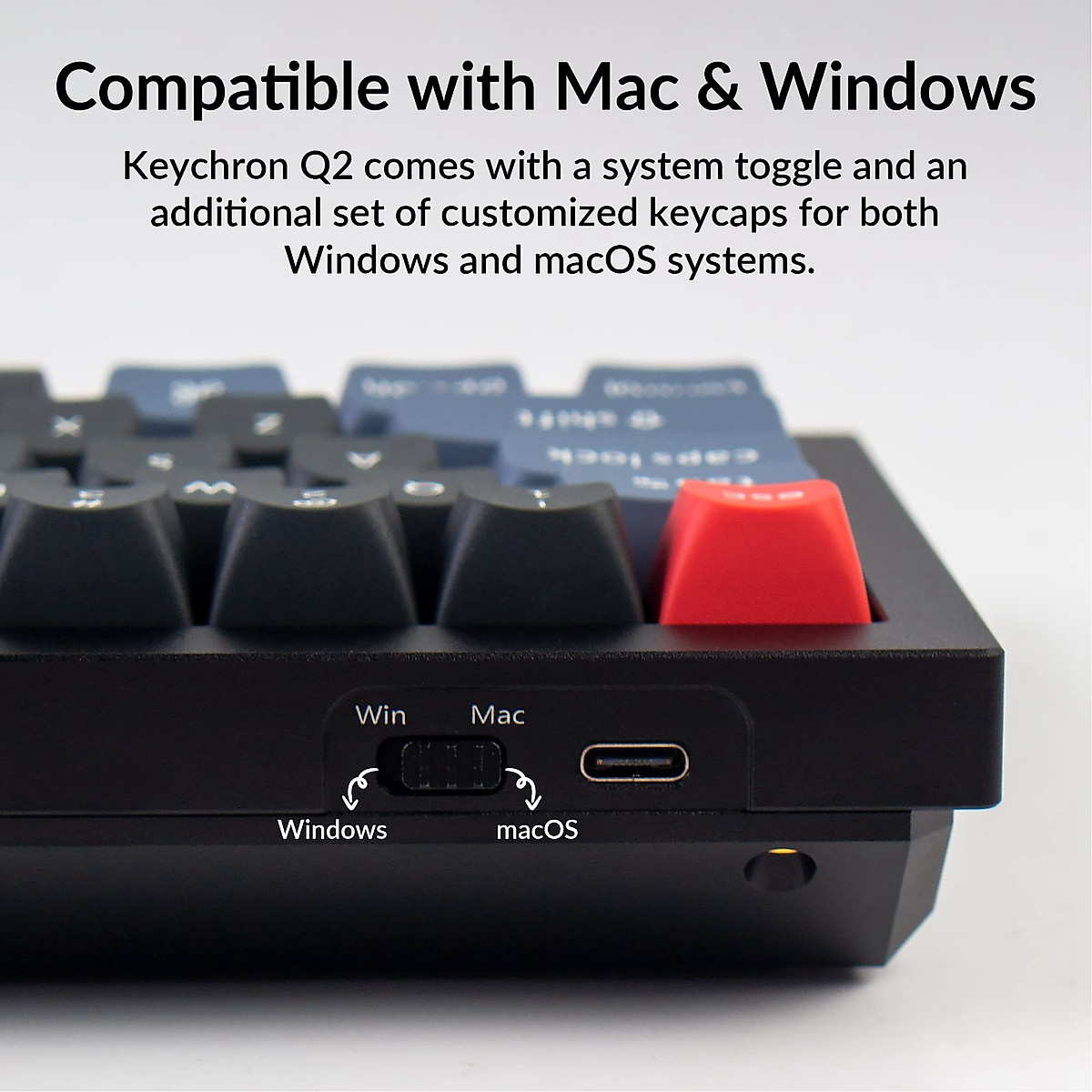 Keychron Q2 Wired Custom Mechanical Keyboard, QMK/VIA Programmable Macro, Full Aluminum, Hot-Swappable Gateron G Pro Red Switch, 65% Layout Double Gasket Compatible with Mac and Windows - Black