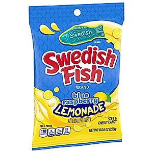 SWEDISH FISH Blue Raspberry Lemonade Soft & Chewy Candy, Bulk Candy, 12-8.04 oz Bags