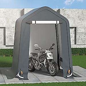 Morngardo Storage Shed Outdoor Portable Garage Car Shelter Carport Waterproof Canopy Kit Tent Heavy Duty for Bike, Motorcycle, Gardening Vehicle (6’ x 6‘ x 7‘)