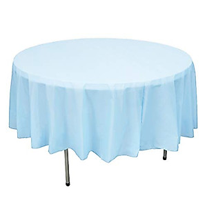 Round Plastic Party Tablecloth for up to 72-Inch Table (Blue, 84-Inch, 12-Pack)
