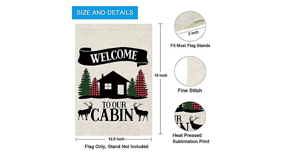 Welcome To Our Cabin Garden Flag - Rustic Outdoor Decor Gift