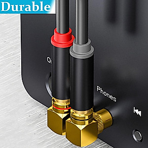 Warmstor RCA Right Angle Adapter, Gold-Plated 8-Pack 90 Degree Metal RCA Male to RCA Female Connector Adapter (4 Black + 4 Red)